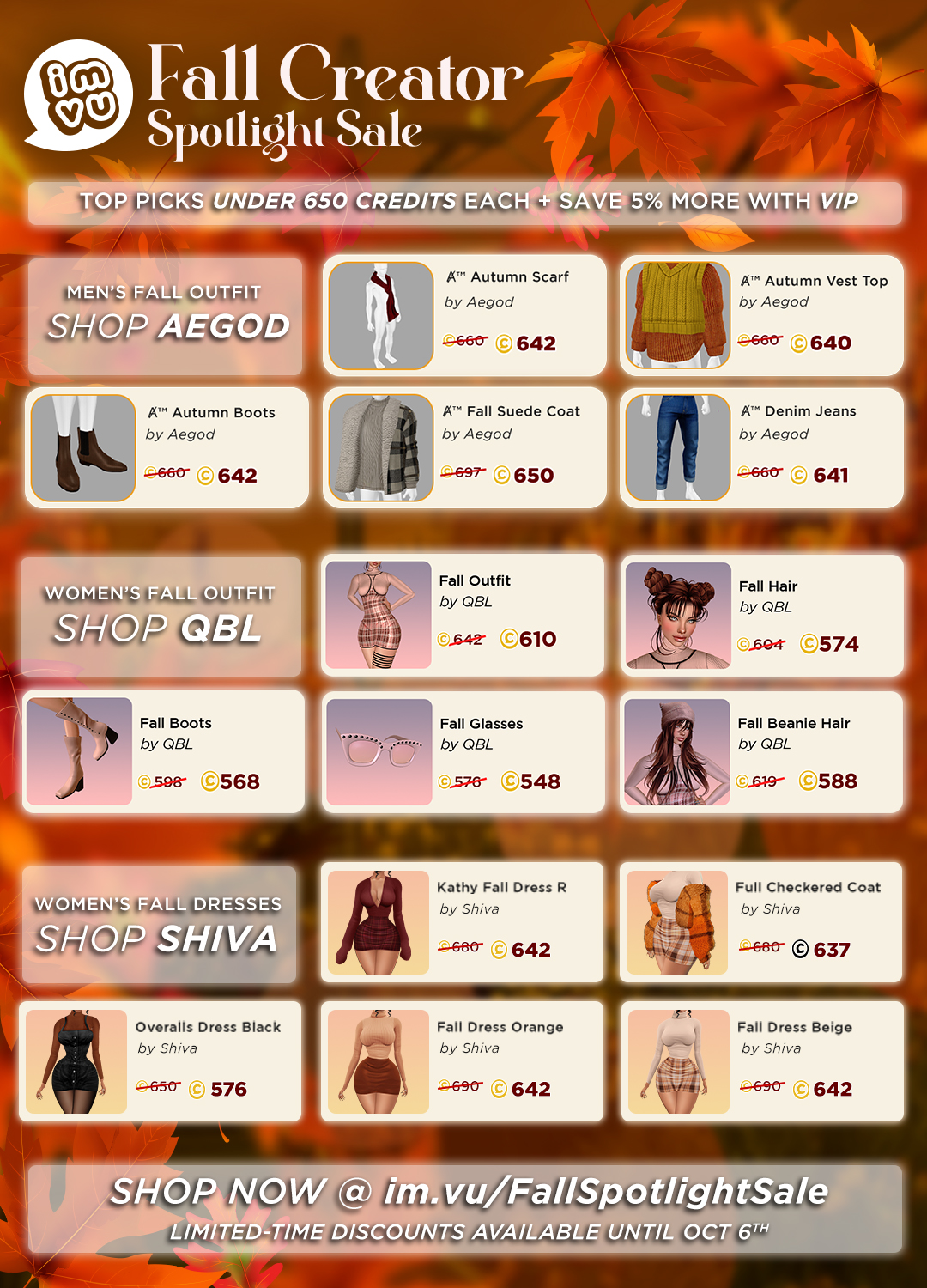 Shop the Fall Creator Spotlight Sale! 🍂💰🌟 – IMVU Insider